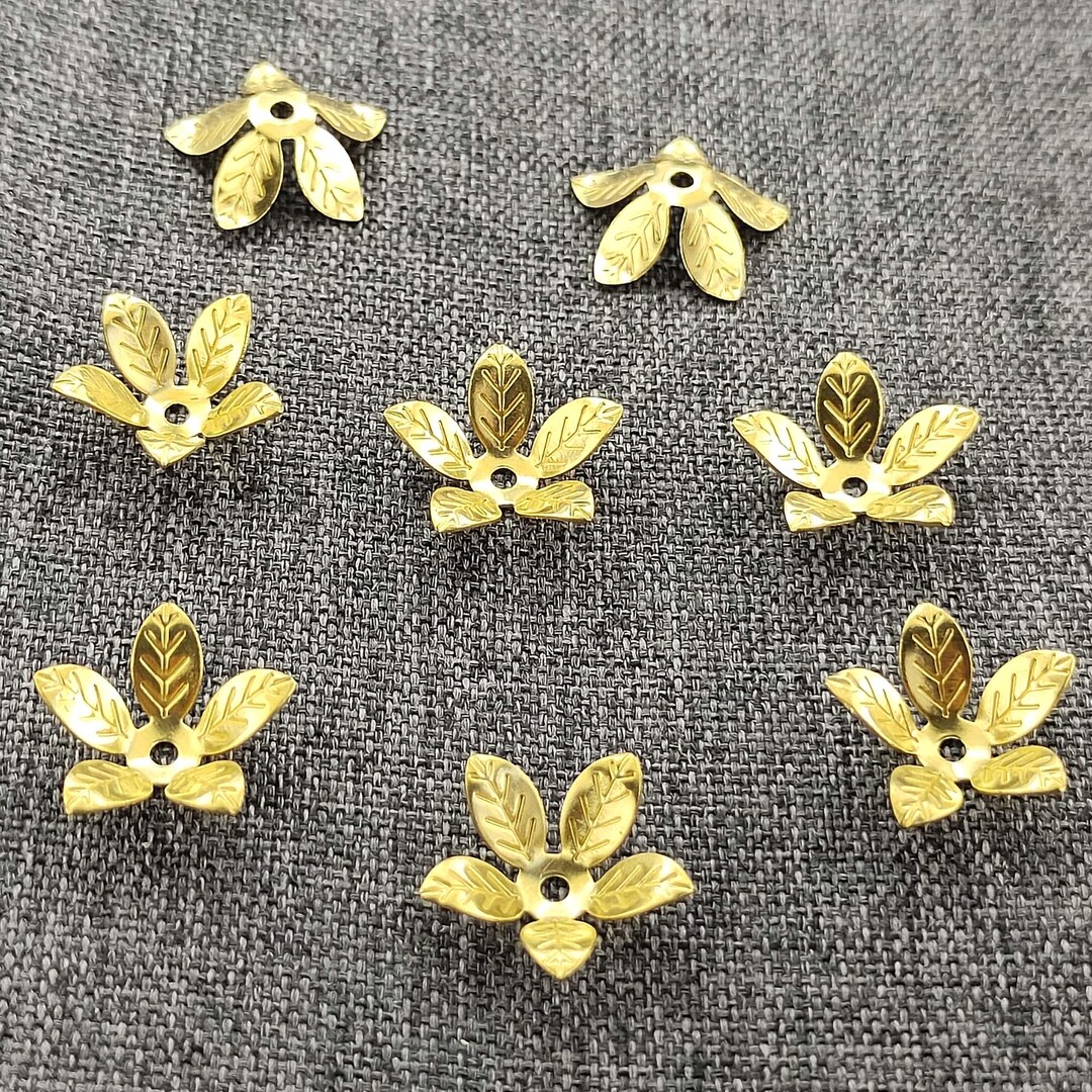 Raw Brass Leaf Bead Caps, Jewelry Connector, Filigree Stamping (13mm ...