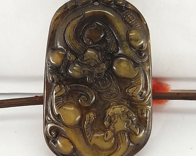 Carved Two Pixiu Dragon Jade Pendant,carved Two Pixiu Dragon Jade ...