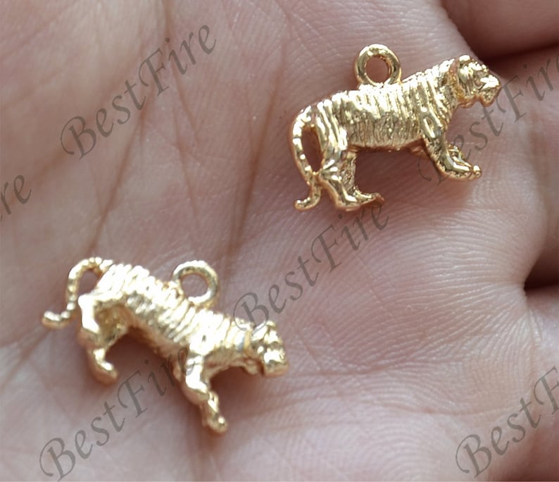 24K Gold Plated Brass Tiger Charm Pendant Charm Pendant - Etsy
