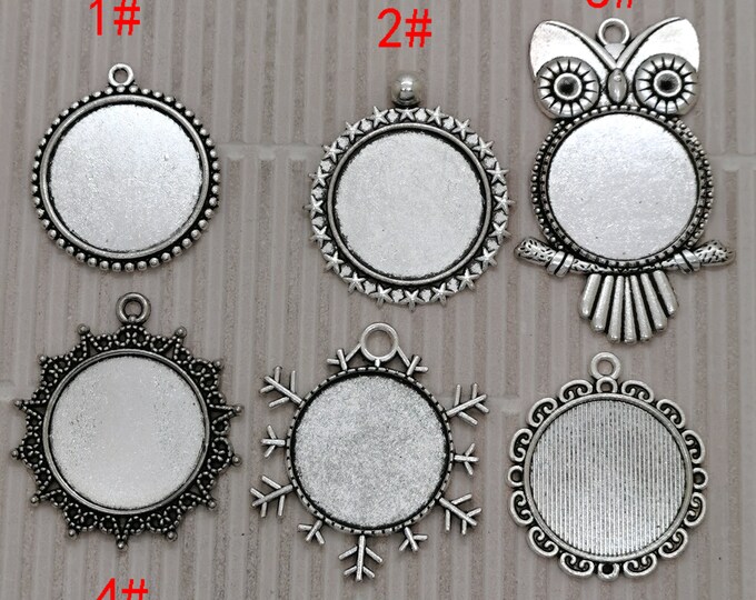 DIY Blank Cabochon Kits Pendant Kits Flower Vintage Pendant Blanks ...