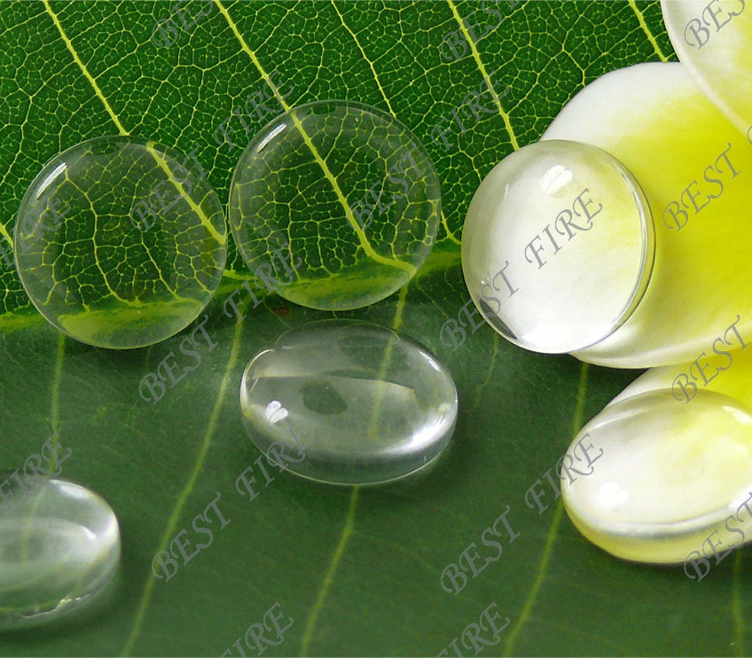 50 Pcs 18mm Round Clear Glass Cabochons, No Textile, Transparent ...