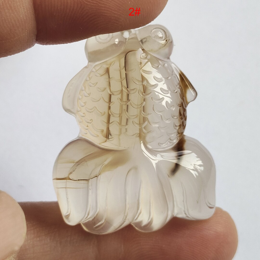 Carved Goldfish Chalcedony Agate Pendant,carved 3D Fish Agate Stone ...