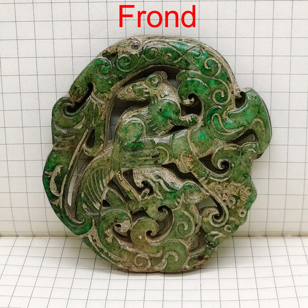 Double Face Carved Dragon Jade Pendant,carved Dragon Phoenix Pendant ...