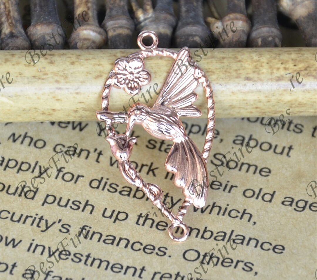 Rose Gold Tone Hummingbird Filigree Jewelry Connectors - Etsy