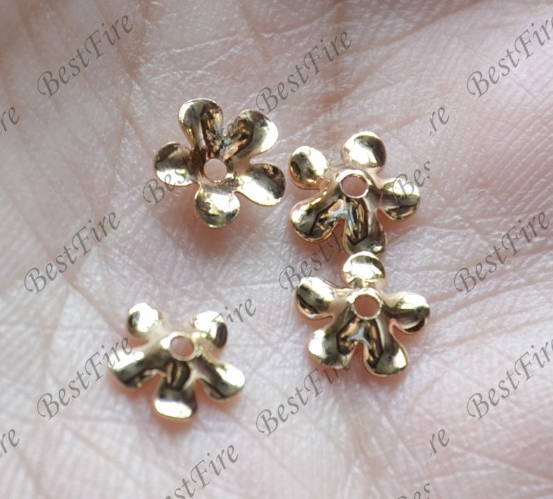 7mm 24K Gold plated Brass Simple Flower Bead Cap Brass Bead | Etsy