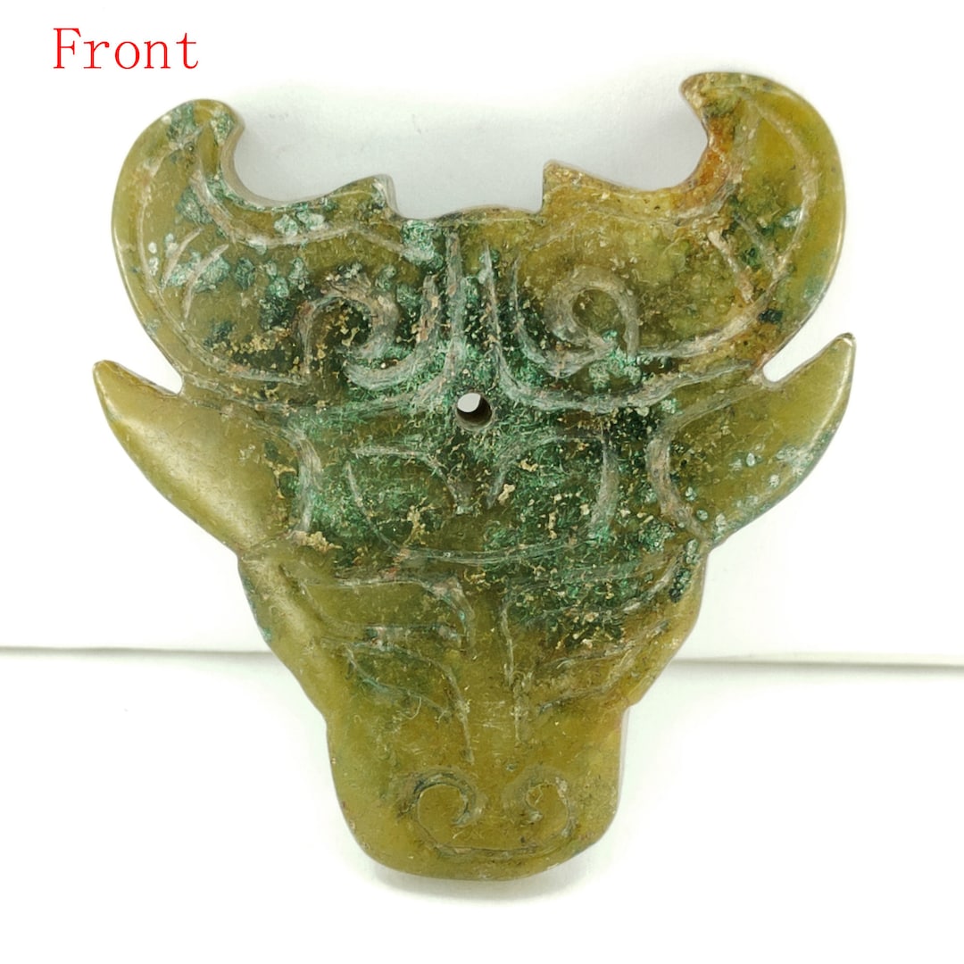 Carved Head of an Ox Jade Pendant,carving Cattle Head Jade Pendant,jade ...