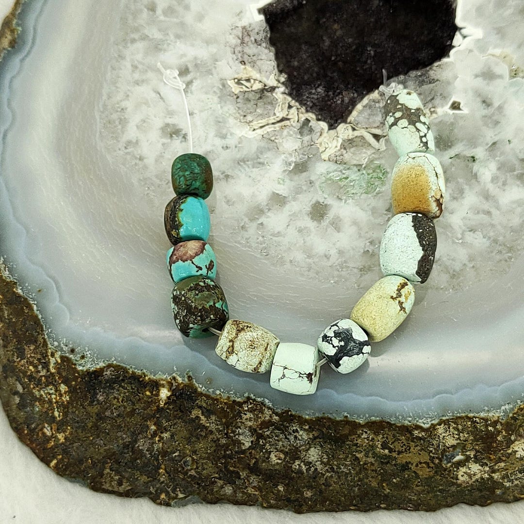 11 Beads Natural Turquoise Barrel Drum Shape Distance Piece,turquoise ...