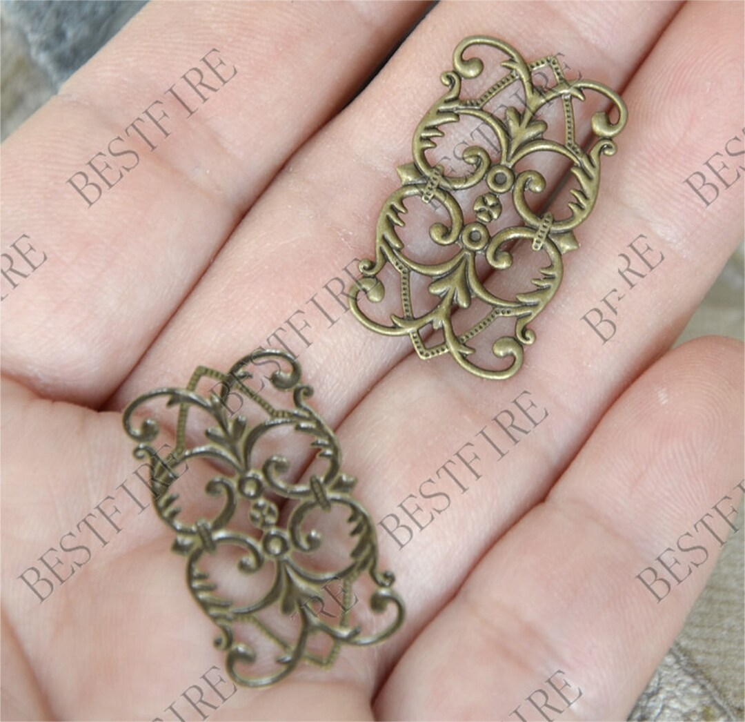 Bronze Tone Filigree Earring Components,jewelry Connectors Setting ...