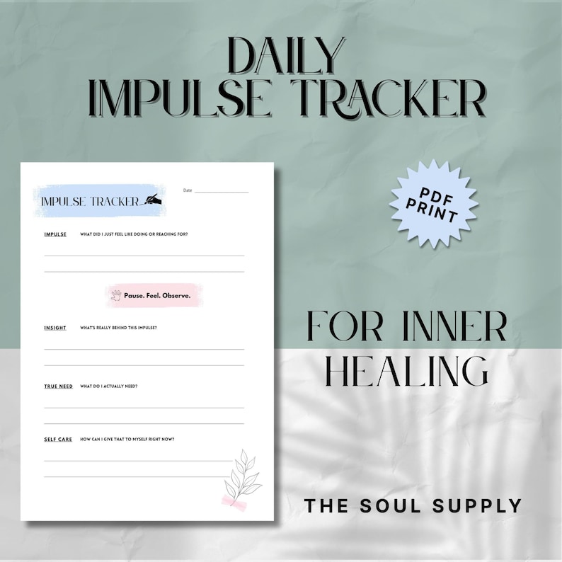 Impulse Tracker Printable | Self Awareness Tool | Mindful Reflection ...