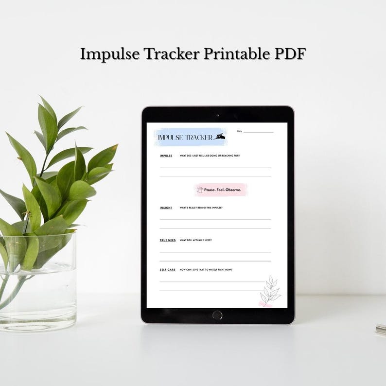 Impulse Tracker Printable | Self Awareness Tool | Mindful Reflection ...