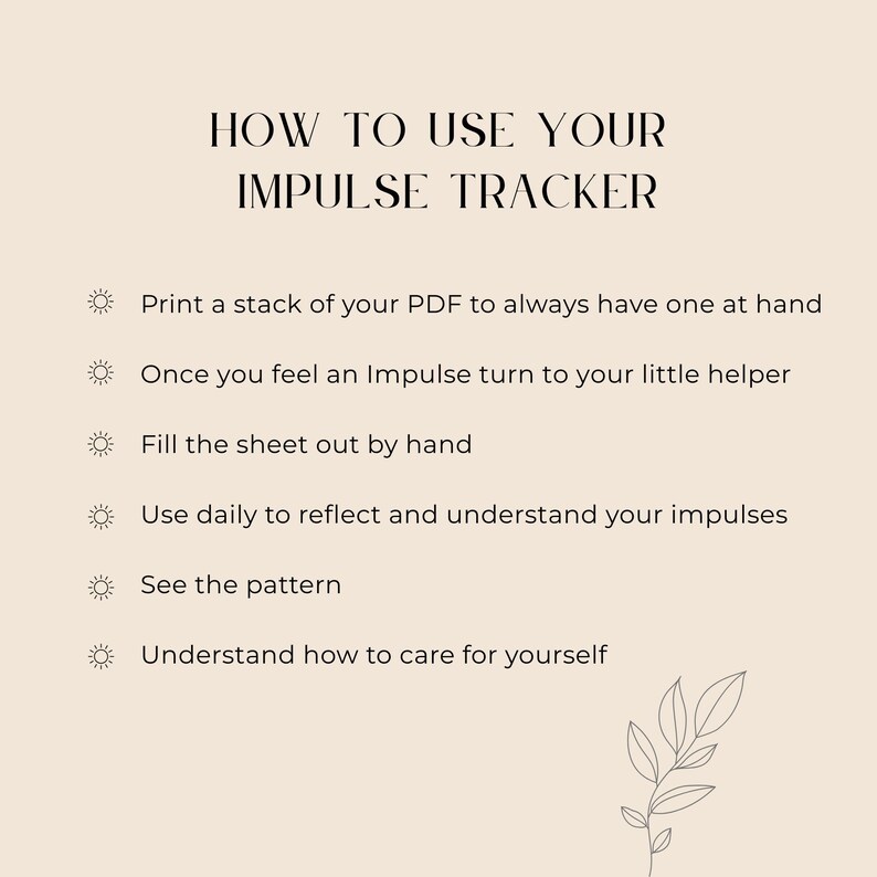 Impulse Tracker Printable | Self Awareness Tool | Mindful Reflection Journal Page | Instant ...