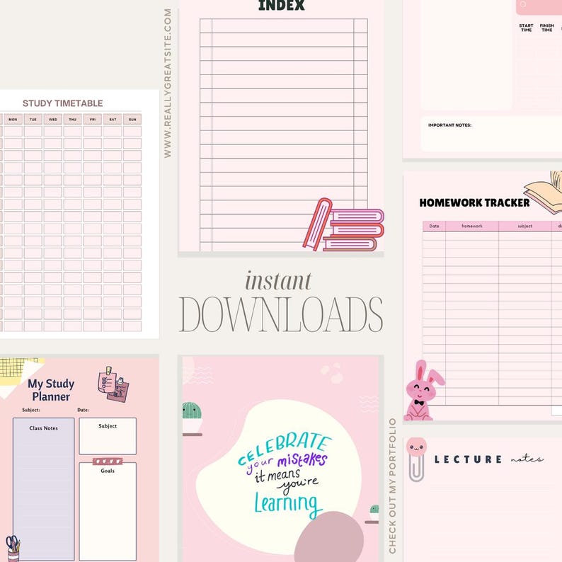 Cute Printable Study Planner | 24 Pages Aesthetic Academic Organizer ...