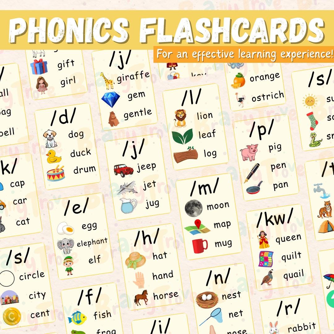 90 Phonics Flashcards, Early Learning Alphabet Sound Cards, Homeschool ...