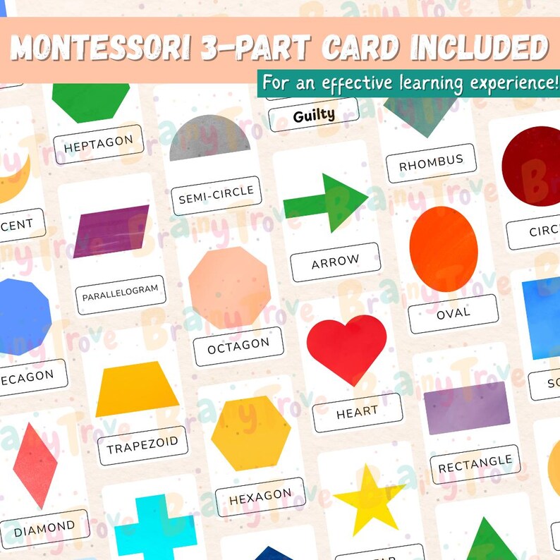 20 Rainbow Shapes Flash Cards, Geometric Shapes Flashcards, Preschool ...