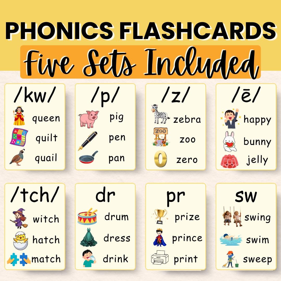 90 Phonics Flashcards, Early Learning Alphabet Sound Cards, Homeschool ...