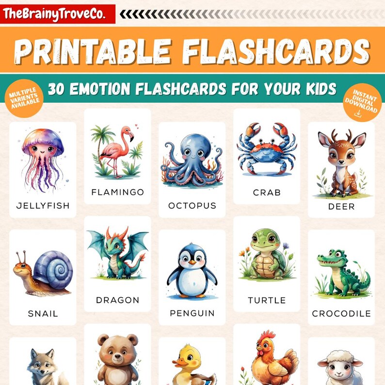 100 Animal Flash Cards, Printable Flashcards, Preschool Flashcards ...