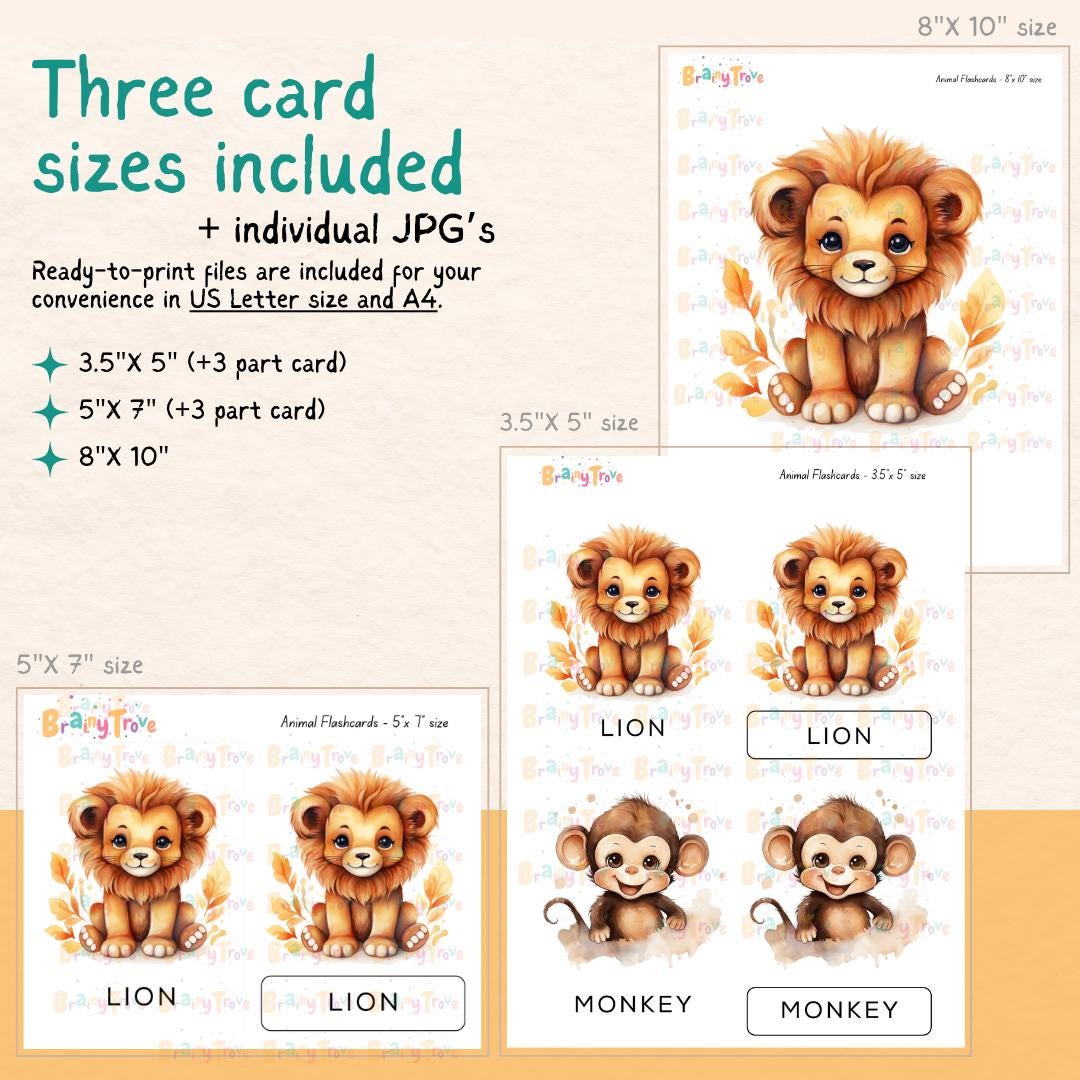 100 Animal Flash Cards, Printable Flashcards, Preschool Flashcards ...