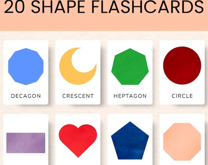 Preschool Shapes Flashcards for Kids - Toddler Activity - Montessori ...