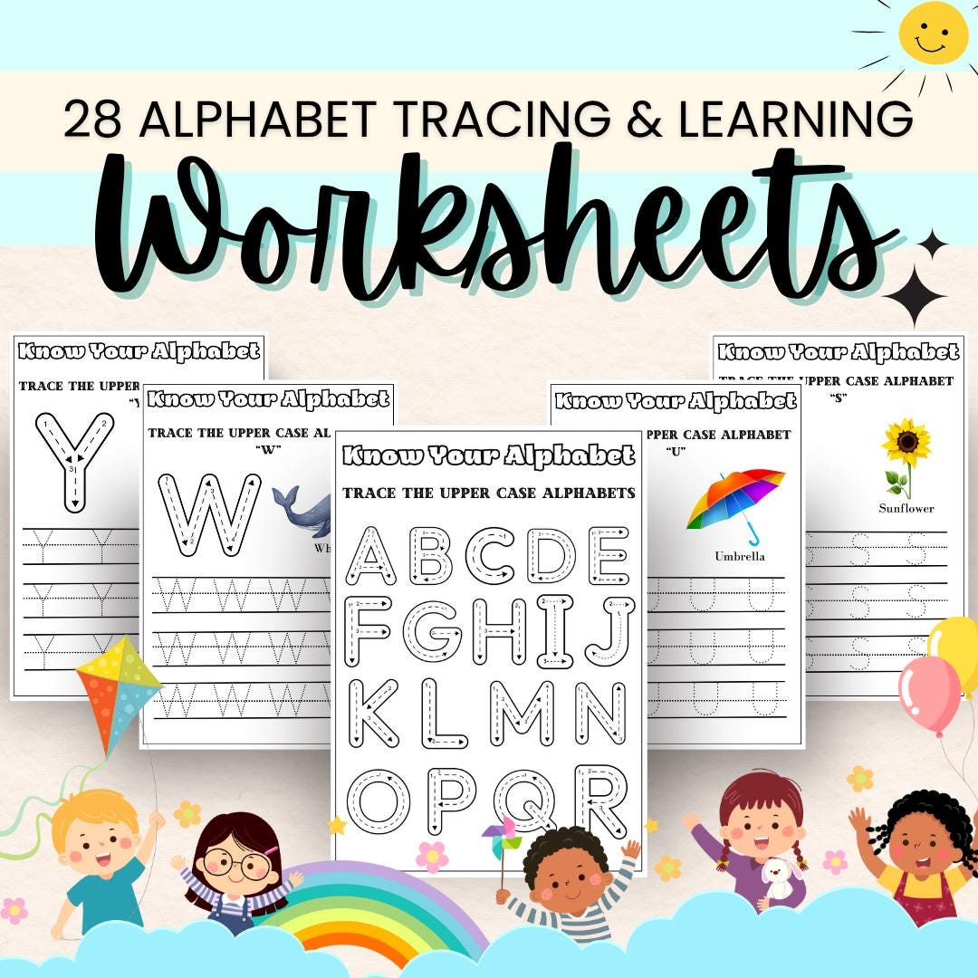 28 Alphabet Tracing Worksheet, Kindergarten Pre-k, Preschool ABC ...