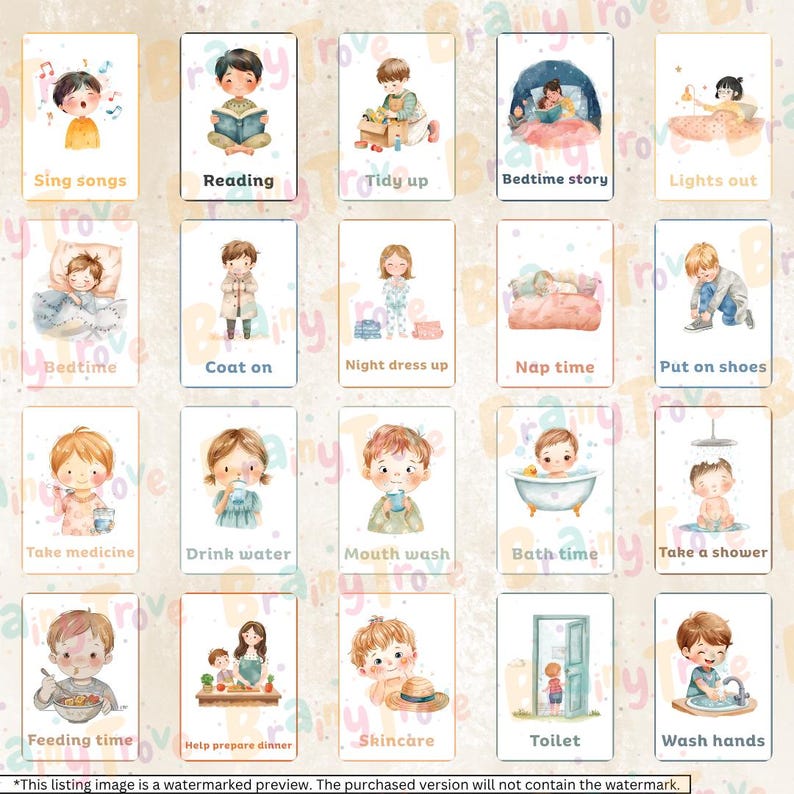 84 Kids Daily Routine Flashcards, Routine Chart for Kids, Daily Rhythm ...