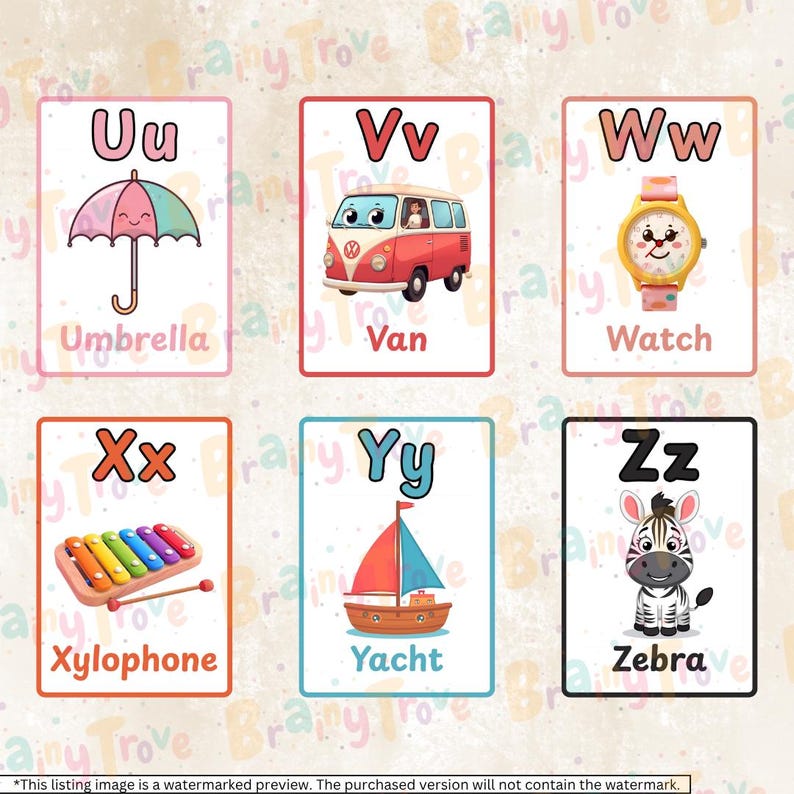 26 ABC Educational Flash Cards, ABC Montessori Flash Cards for Kids ...