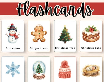 Christmas Flash Cards, Winter Flashcards, Christmas Educational ...