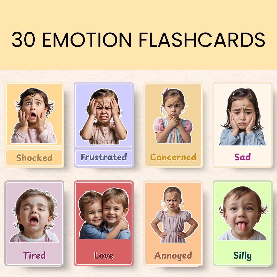 Emotion Flashcards | Feelings Flash Cards | Emotion Cards Toddler ...