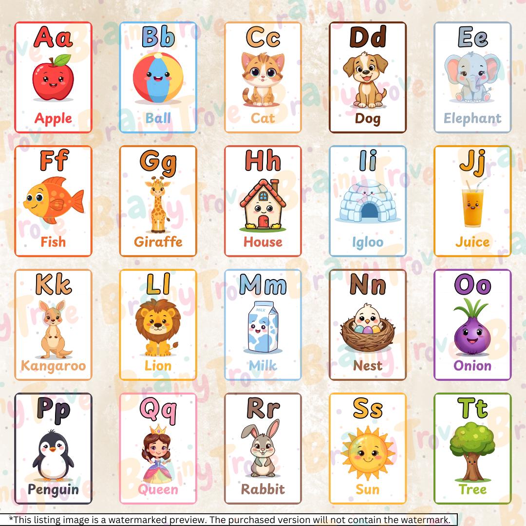 26 ABC Educational Flash Cards, ABC Montessori Flash Cards for Kids ...