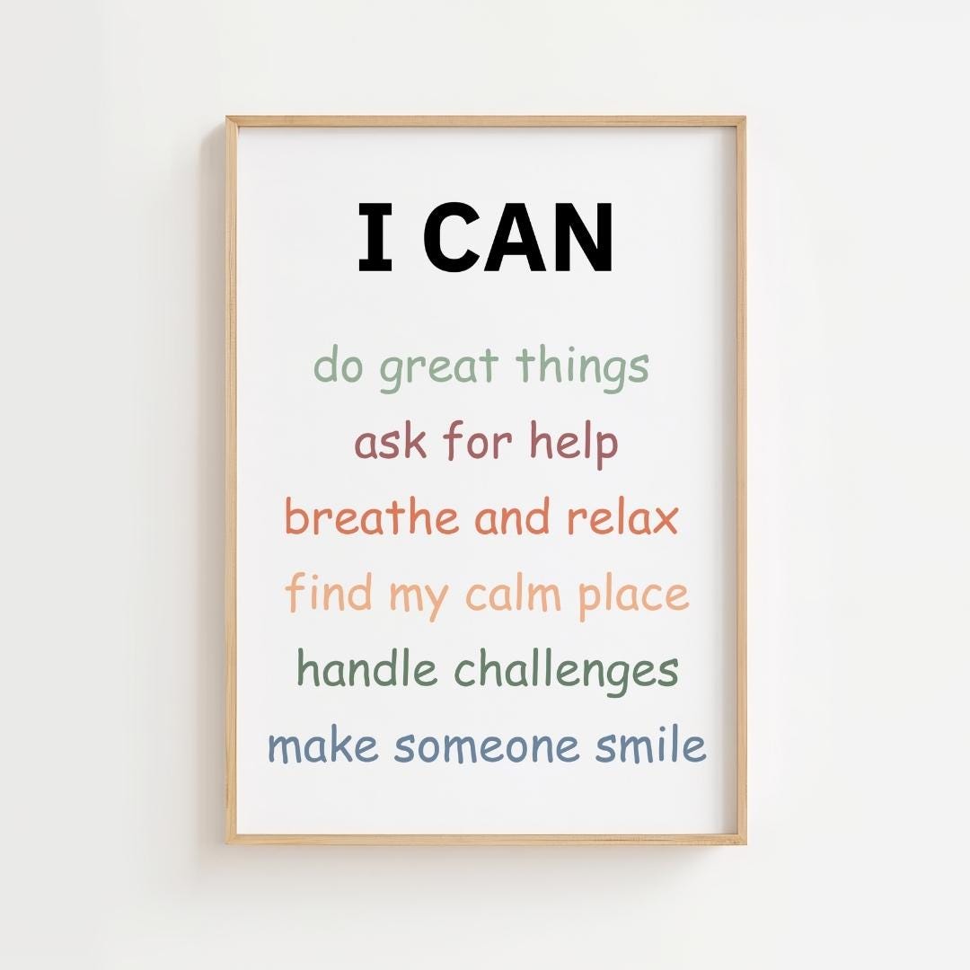 I Can Kids Affirmation Poster, Positive Affirmations Wallart ...