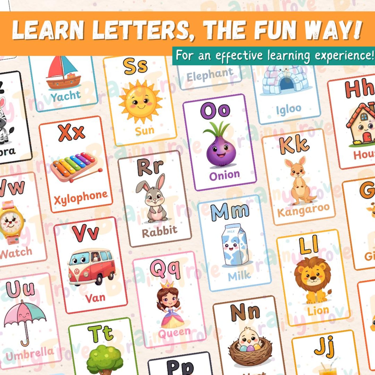 26 ABC Educational Flash Cards, ABC Montessori Flash Cards for Kids ...
