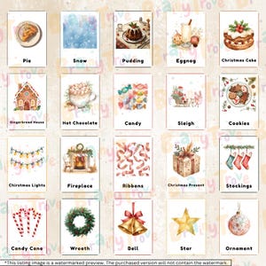 50 Christmas Flash Cards, Winter Flashcards, Christmas Educational ...