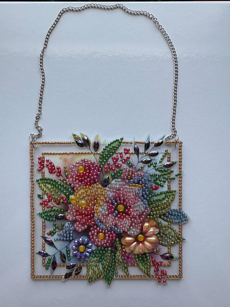 Diamond Painted Floral Window Decoration - Etsy