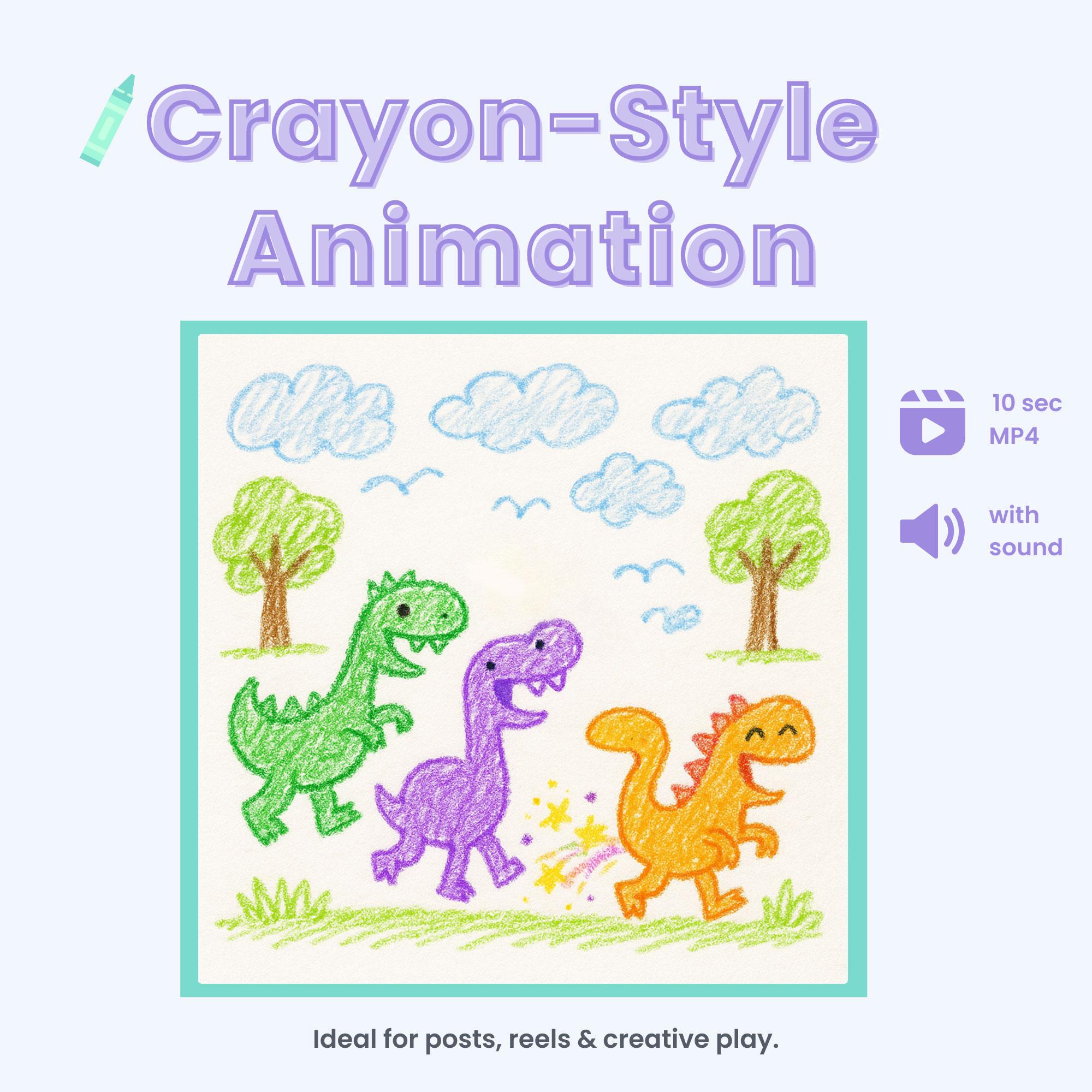 Funny Dinosaur Drawing Video – Crayon Animation MP4 With Sound ...