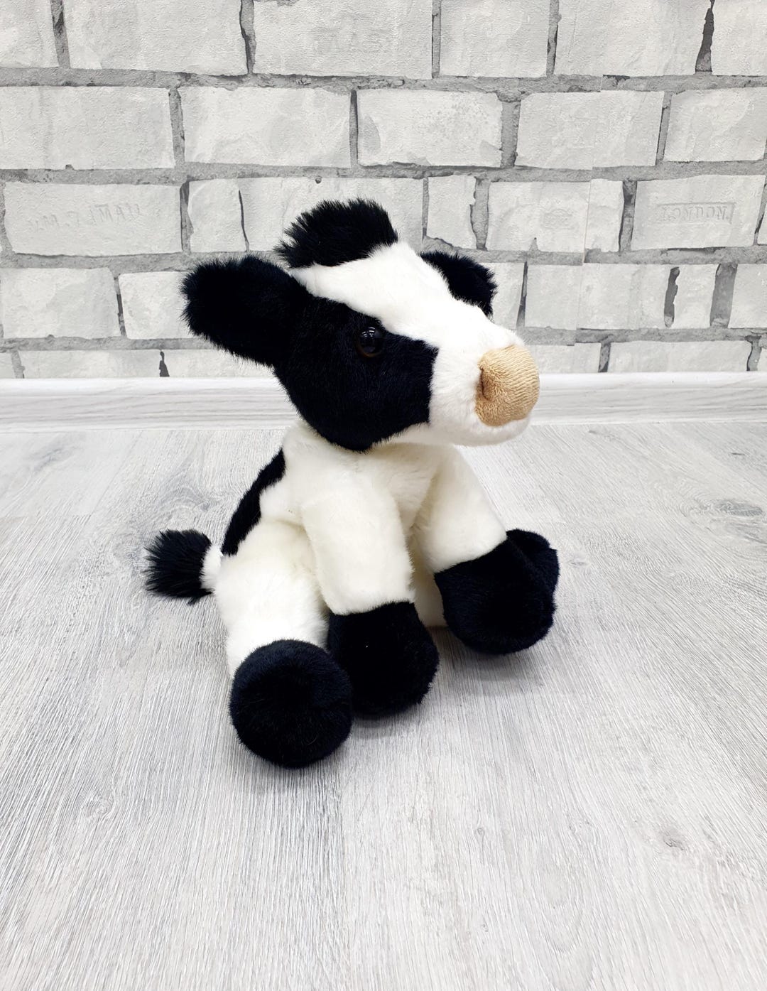 Stuffed Cow Plush Toys 10" Vintage Black White Cow Toys Collectible Toy ...