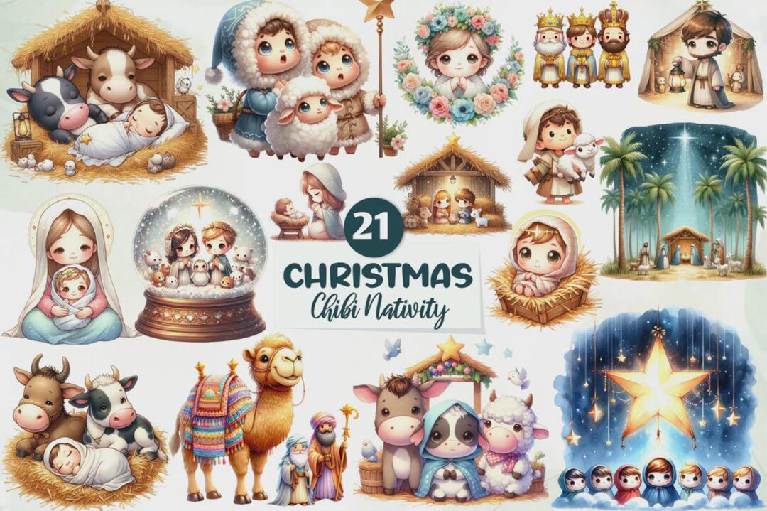 Nativity Christmas Clipart Bundle | Holy Family PNG Set | Christmas ...