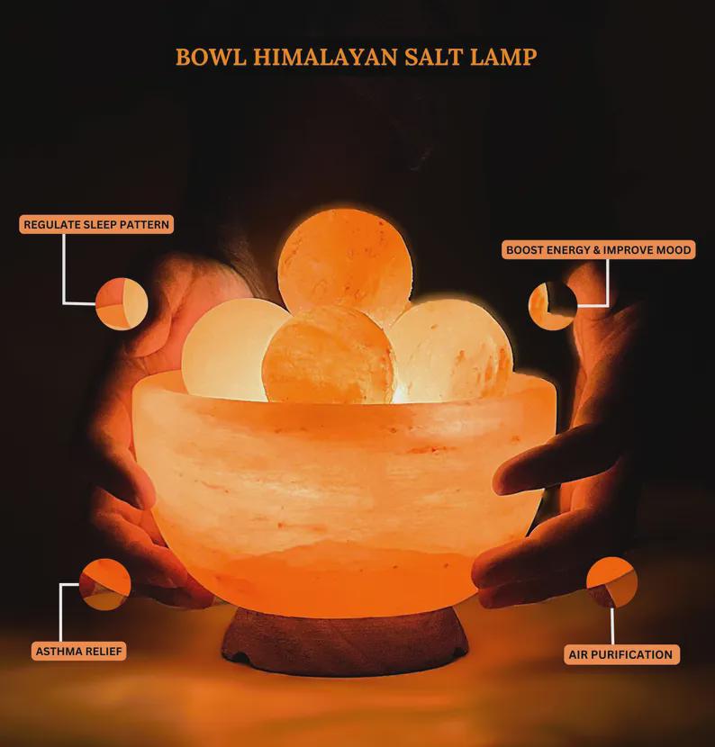 Himalayan Pink Salt Lamp With Massage Balls | Natural Salt Stone Lamp ...