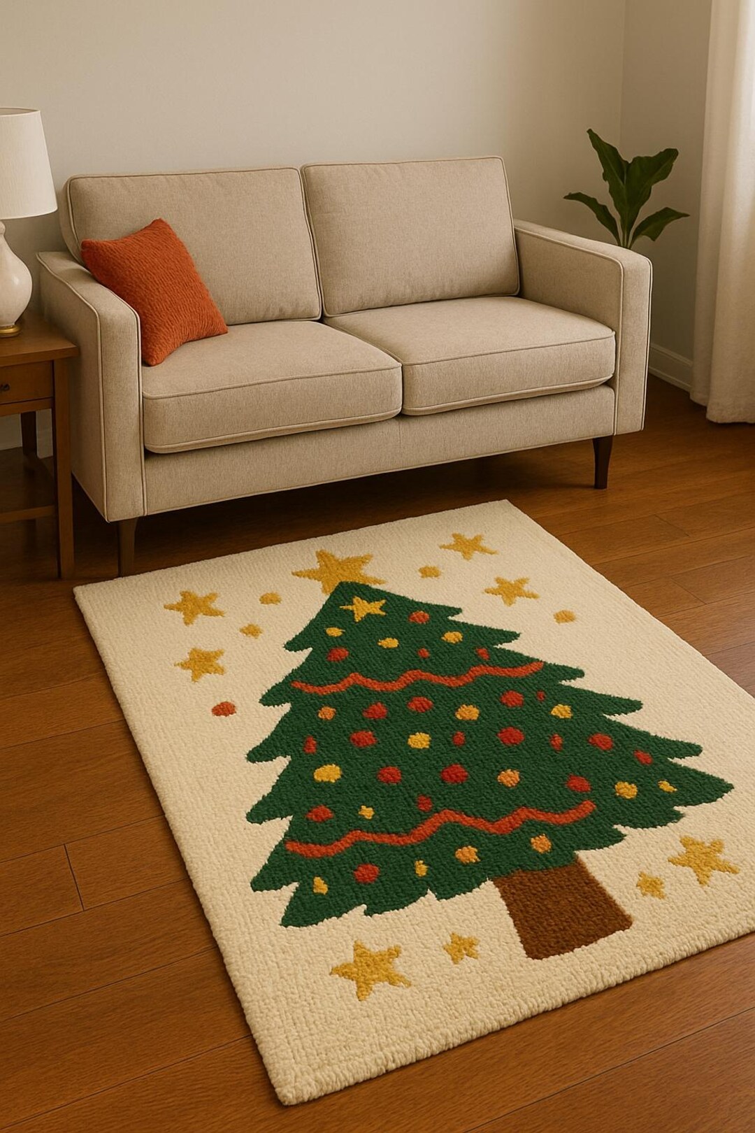 Hand Tufted Christmas Tree Carpet | Festive Holiday Rug for Living Room ...