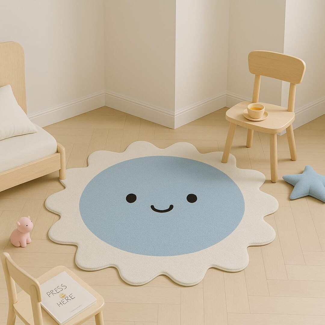 Cute Smiling Sun Kids Rug – Soft Hand-tufted Nursery Carpet, - Etsy