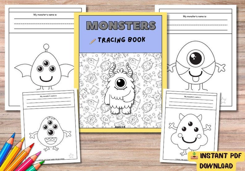 Monster Tracing Worksheet • Prewriting Practice, Fine Motor Skills (PDF ...