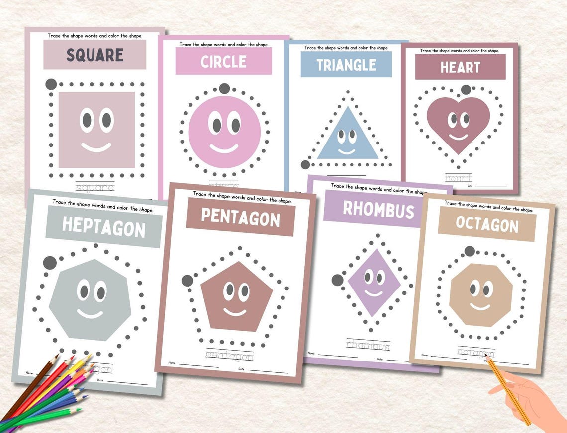 2D Shapes Tracing Workbook: Kindergarten & Preschool Activity (PDF ...