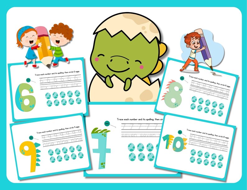 Dino Number Tracing 0-10 Printable, Preschool Count & Trace Workbook ...