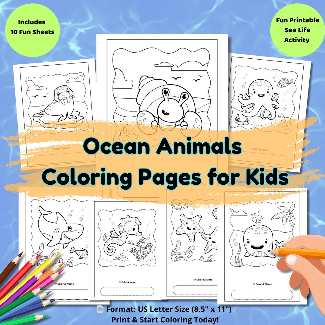 Ocean Animals Coloring Pages for Kids – Printable Sea Life Activity ...
