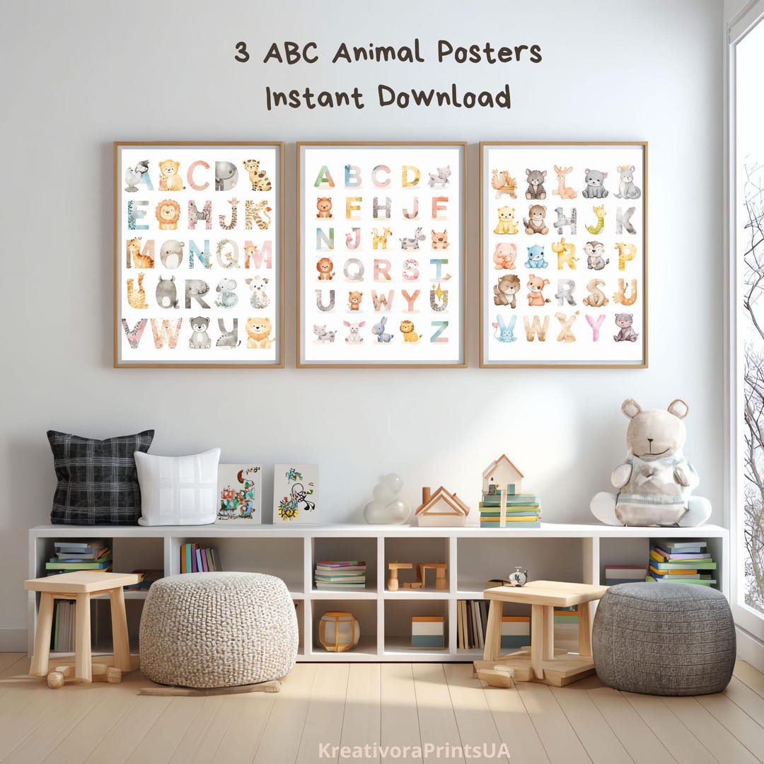 Watercolor ABC Animal Poster Set – Nursery Decor (digital Download) - Etsy