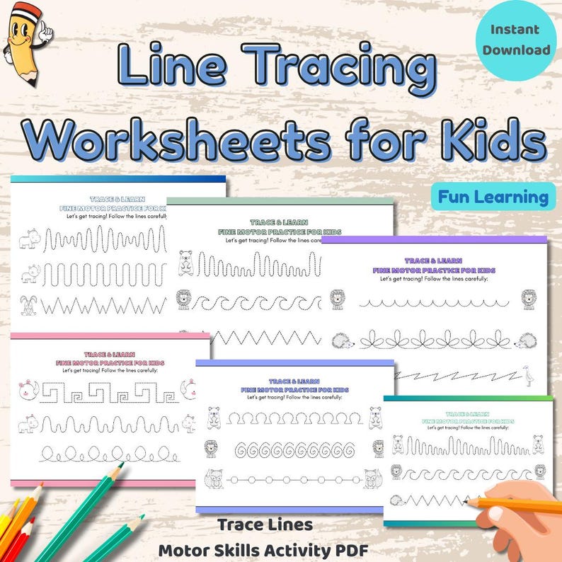 Tracing Worksheets for Kids, Letter & Preschool Trace Practice, Fine ...