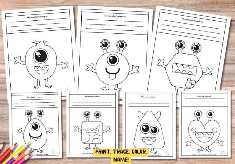 Monster Tracing Worksheet • Prewriting Practice, Fine Motor Skills (PDF ...