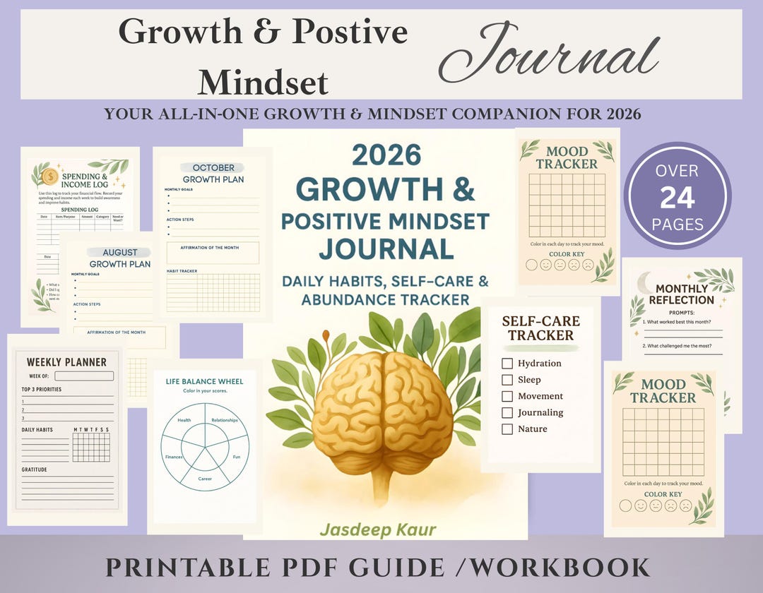 2026 Growth & Positive Mindset Journal PDF | Daily Habits Self Care ...