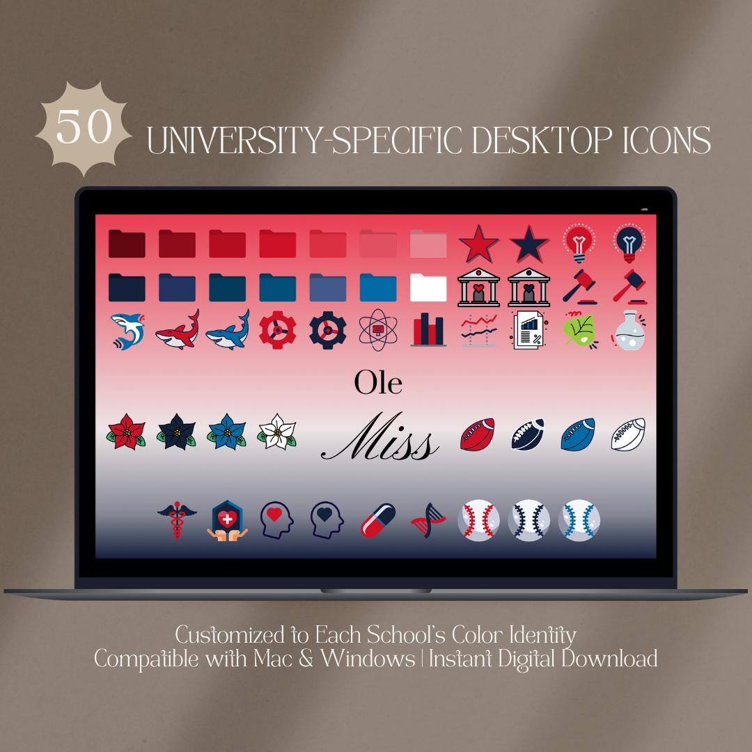 50 Ole Miss Desktop Icon Set | Color-coordinated Folders Compatible ...