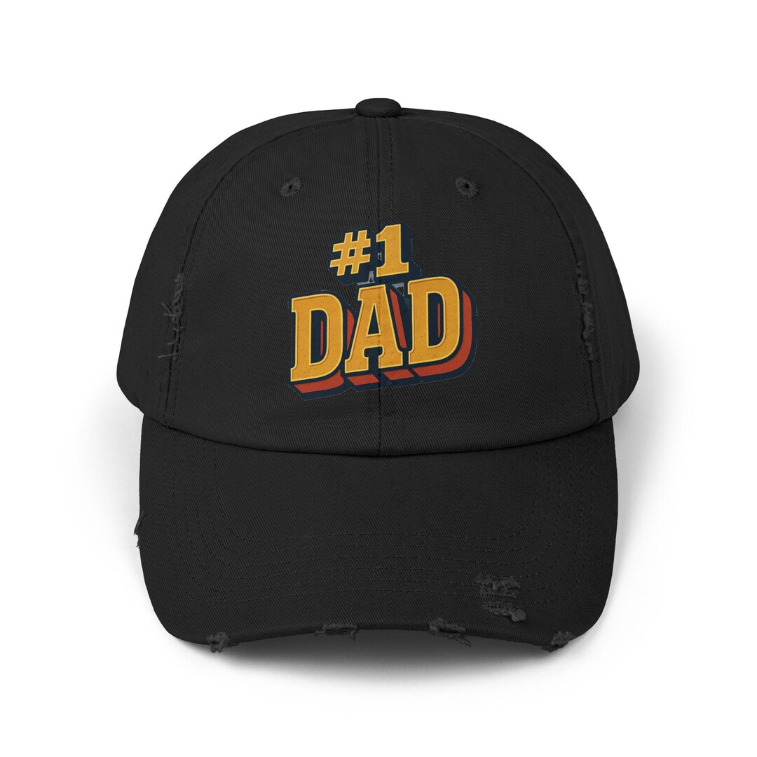 1 Dad Distressed Cap, Unisex Dad Hat, Gift for Fathers Day, Casual ...