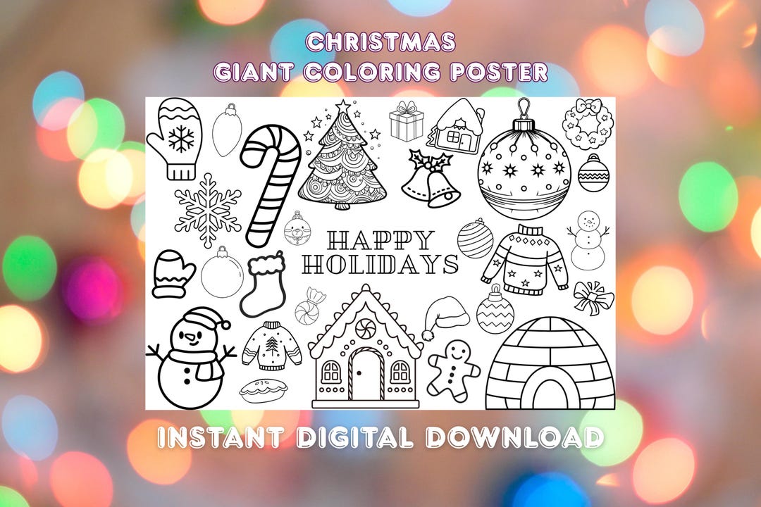 Holiday Giant Coloring Sheet, Christmas & Winter Printable Activity ...