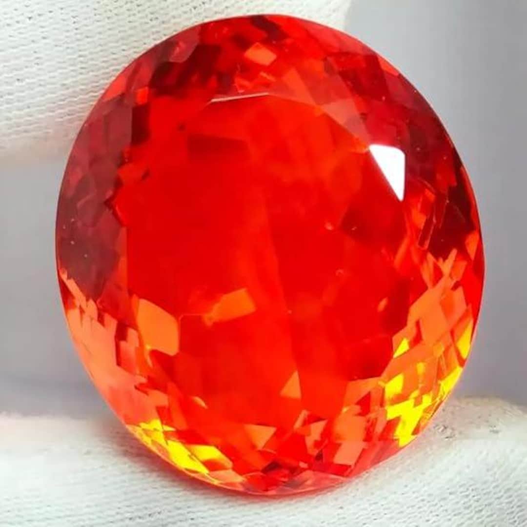 130 Ct Natural Mexican Fire Opal Red Orange Oval Cut Loose Gemstone ...